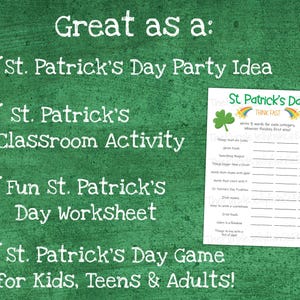 St Patricks Day Think Fast Game for Kids, St Patricks Party Idea, Saint ...