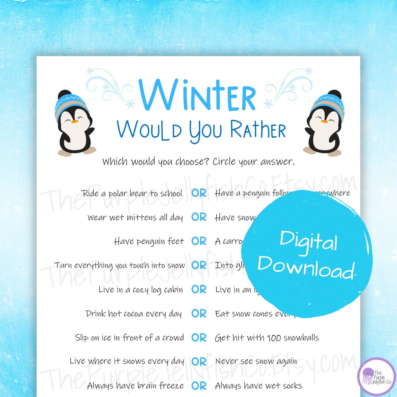 Winter Party Games, Winter Would You Rather Game for Kids, Christmas ...