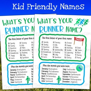 Runner Name Sign and Name Tags, Whats Your Name Game, Running Printable ...