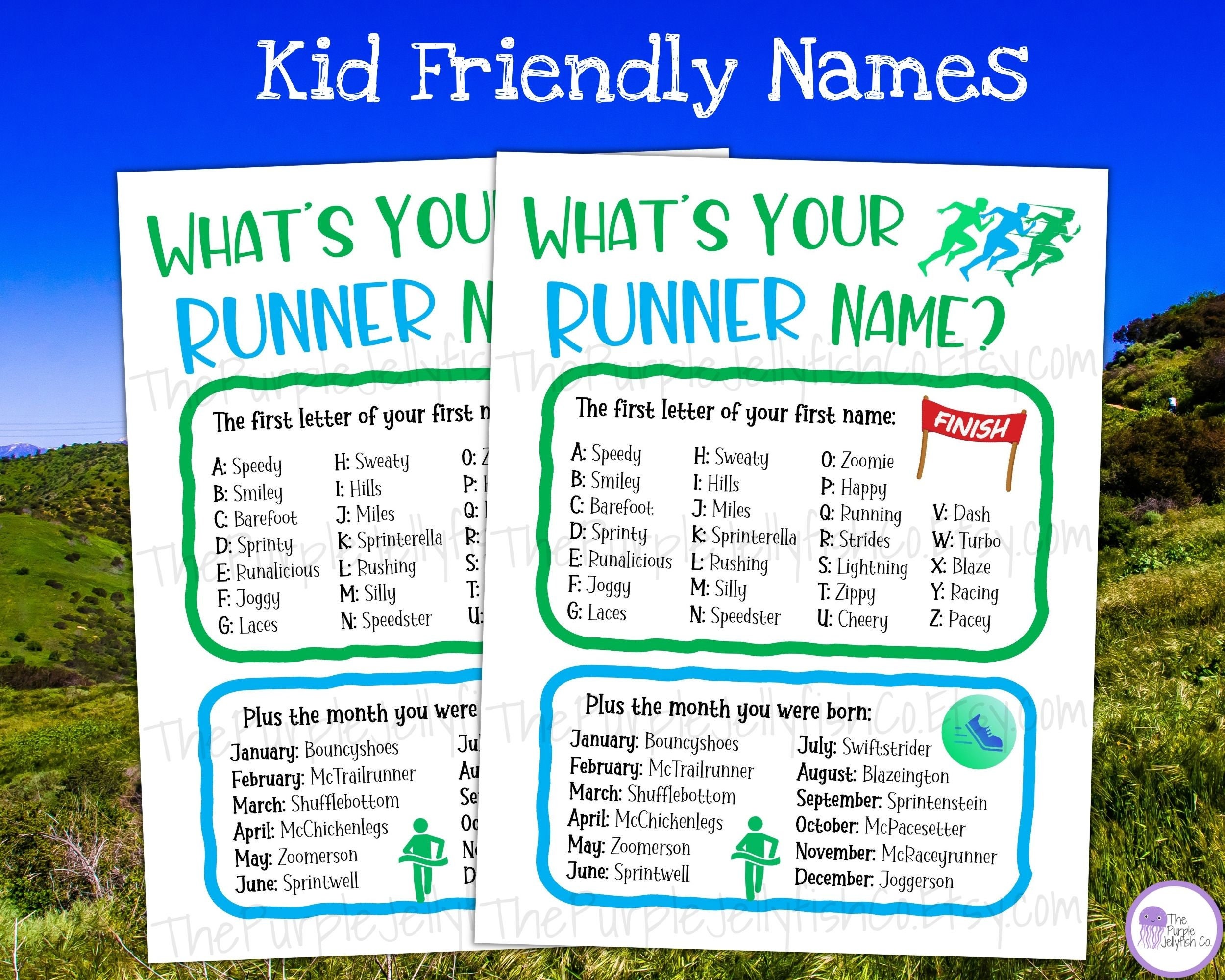 Runner Name Sign and Name Tags, Whats Your Name Game, Running Printable ...