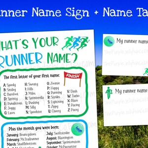 Runner Name Sign and Name Tags, Whats Your Name Game, Running Printable ...