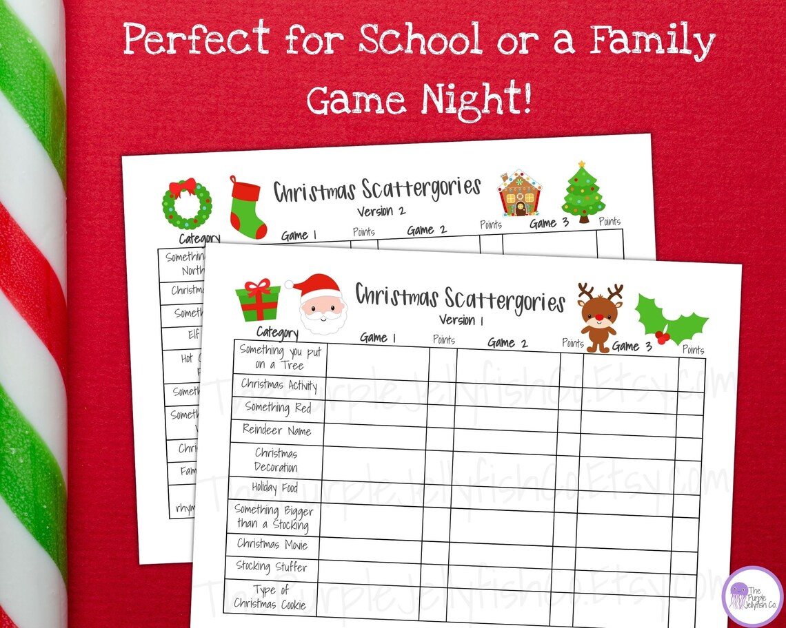 Christmas Scattergories for Kids, Christmas Games Printable for Family ...