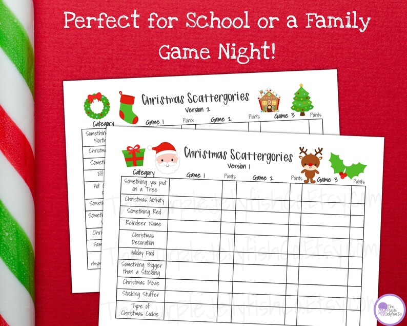 Christmas Scattergories for Kids, Christmas Games Printable for Family ...