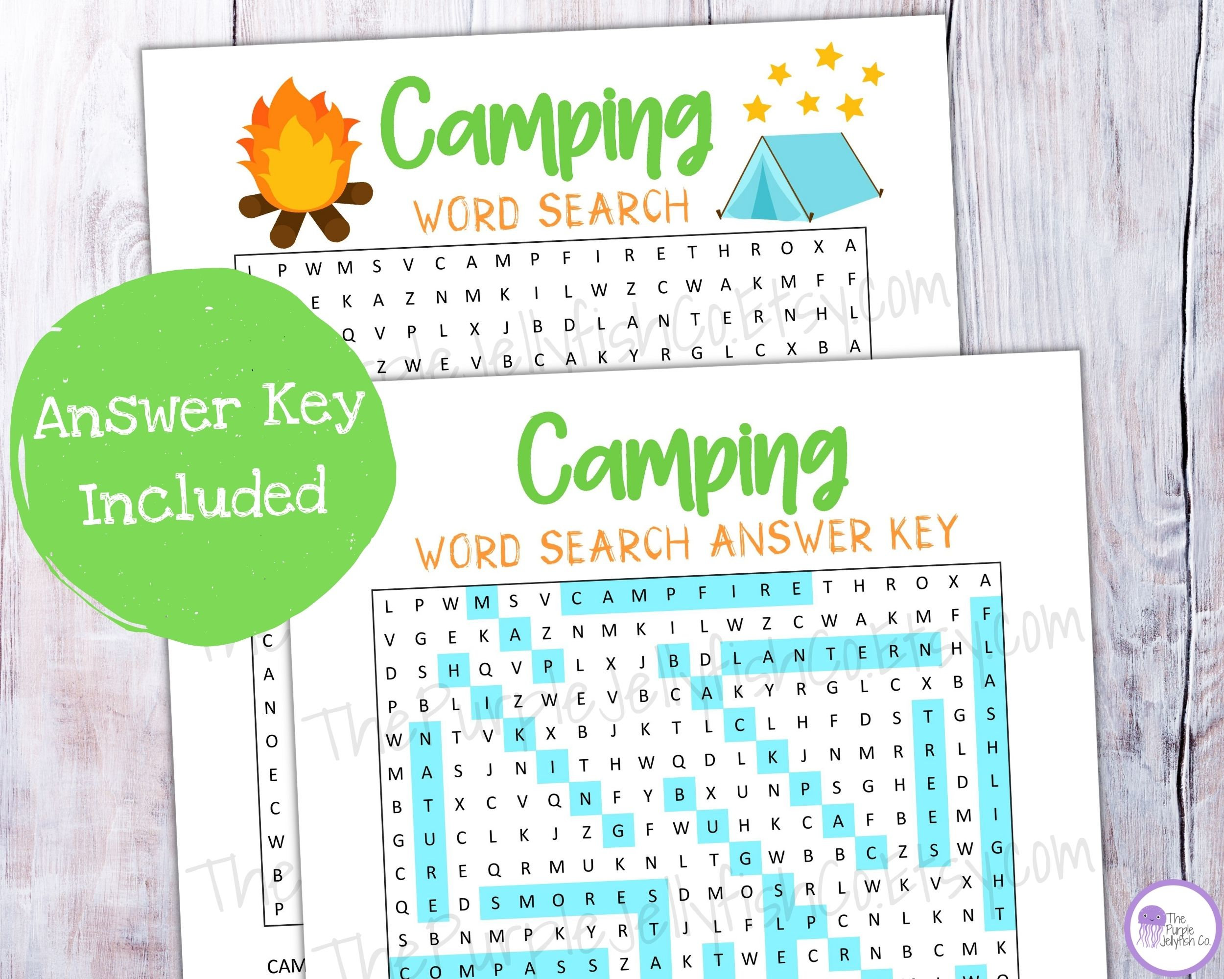 Camping Word Search Printable Camping Activity for Kids - Etsy UK