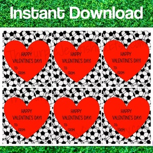 Soccer Valentines Tags, Printable Valentines Cards for Kids, Sports ...