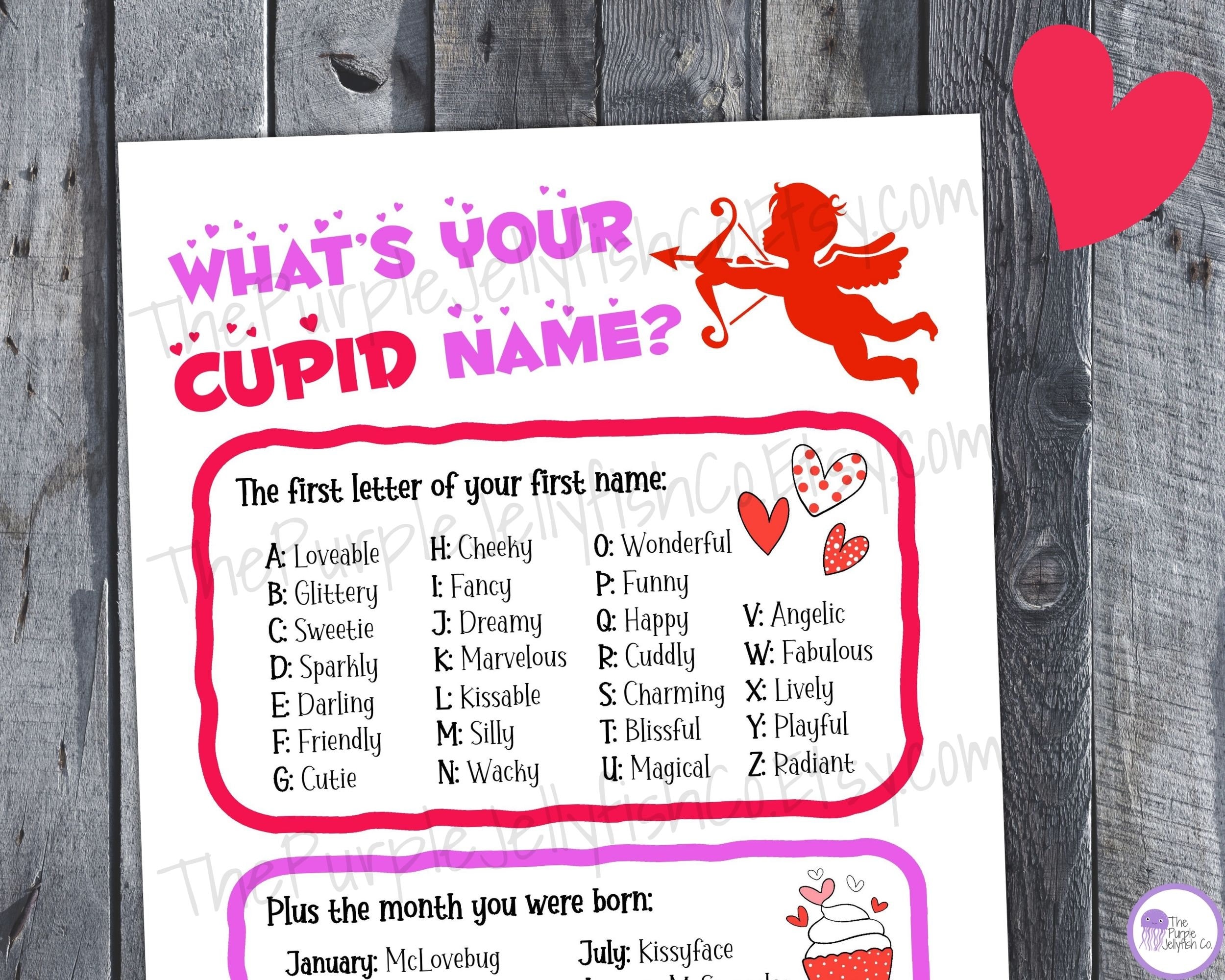 What's Your Cupid Name Game, Valentines Day Activity for Kids ...