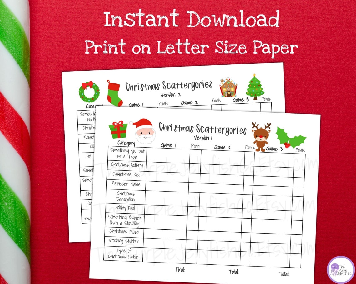 Christmas Scattergories for Kids, Christmas Games Printable for Family ...