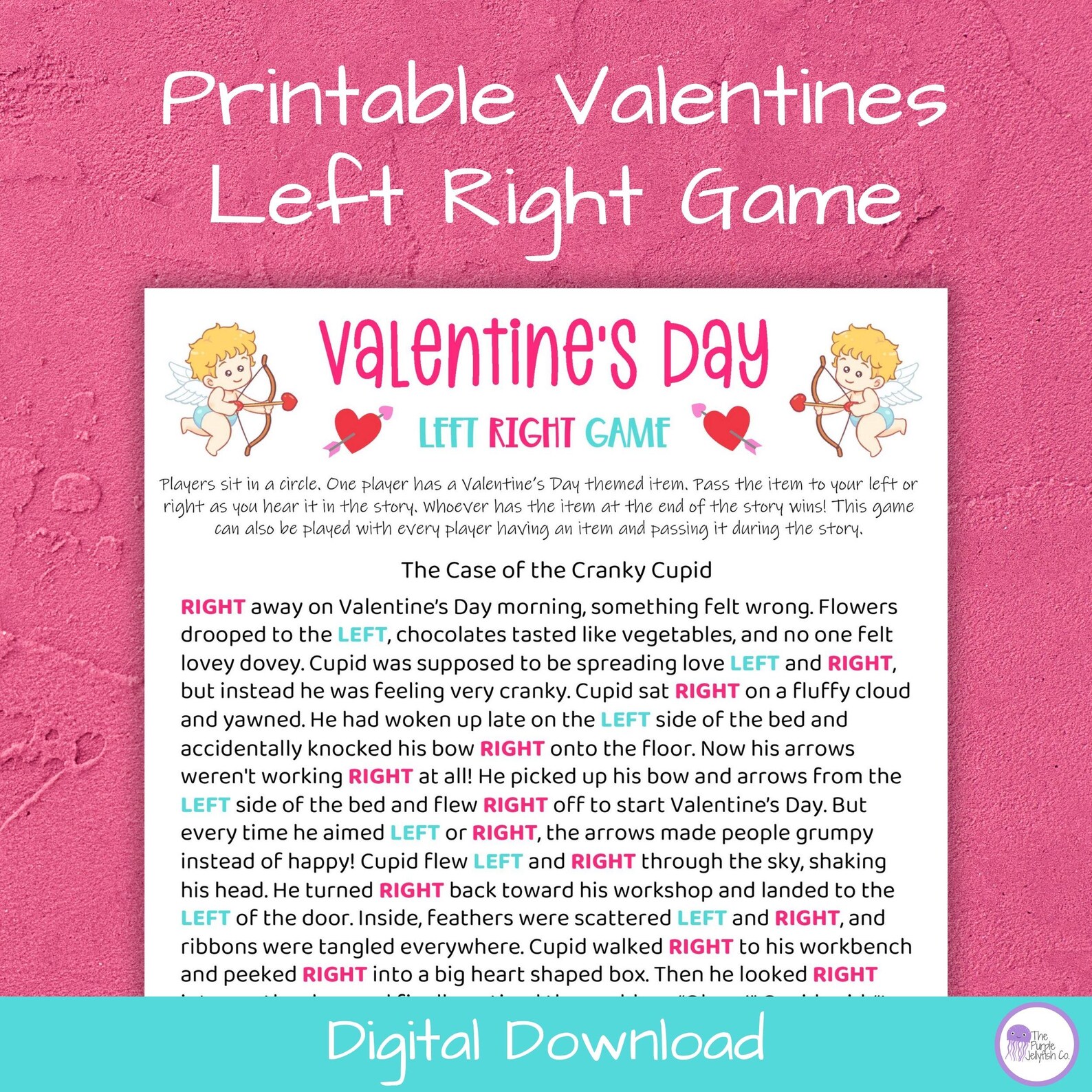Valentines Left Right Game for Kids, Classroom Valentine Gift Exchange ...