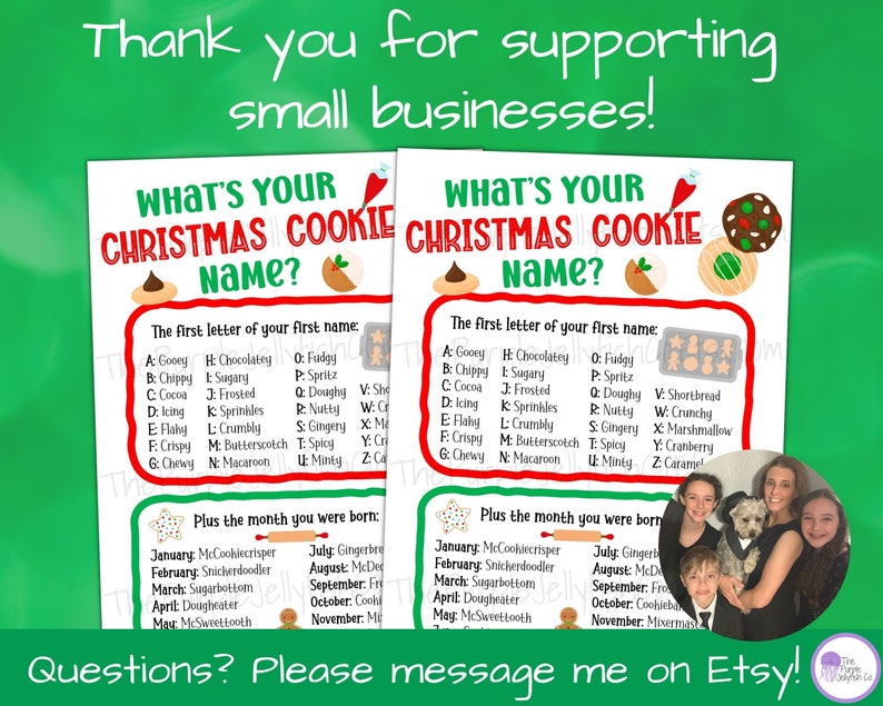 What's Your Christmas Cookie Name Game Printable, Christmas Cookie ...