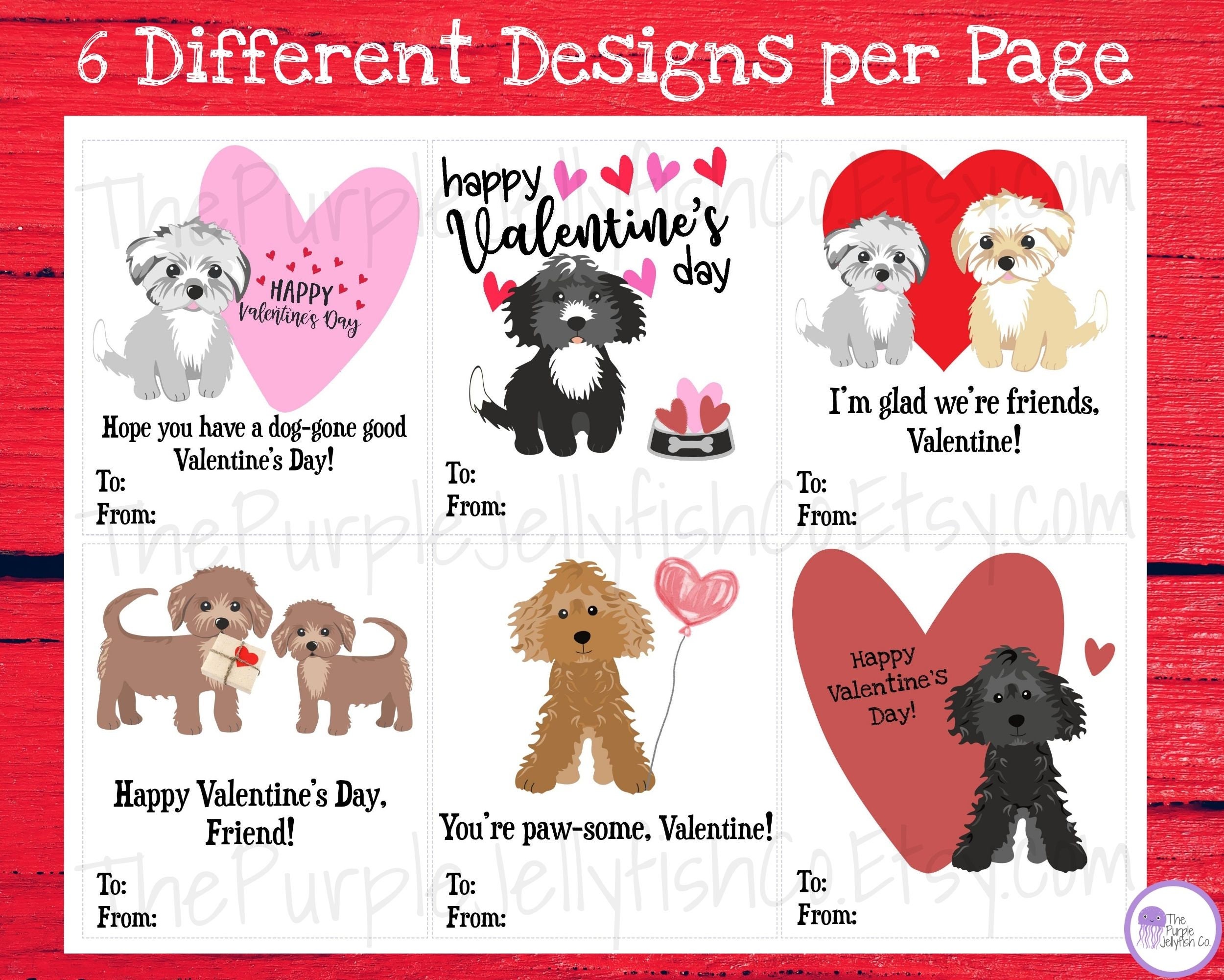 Puppy Valentine Cards Printable Valentines for Kids Dog - Etsy