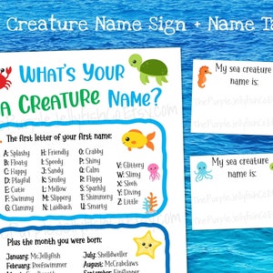 Under the Sea Name Game, Ocean Theme Party Decor, Under the Sea Party ...