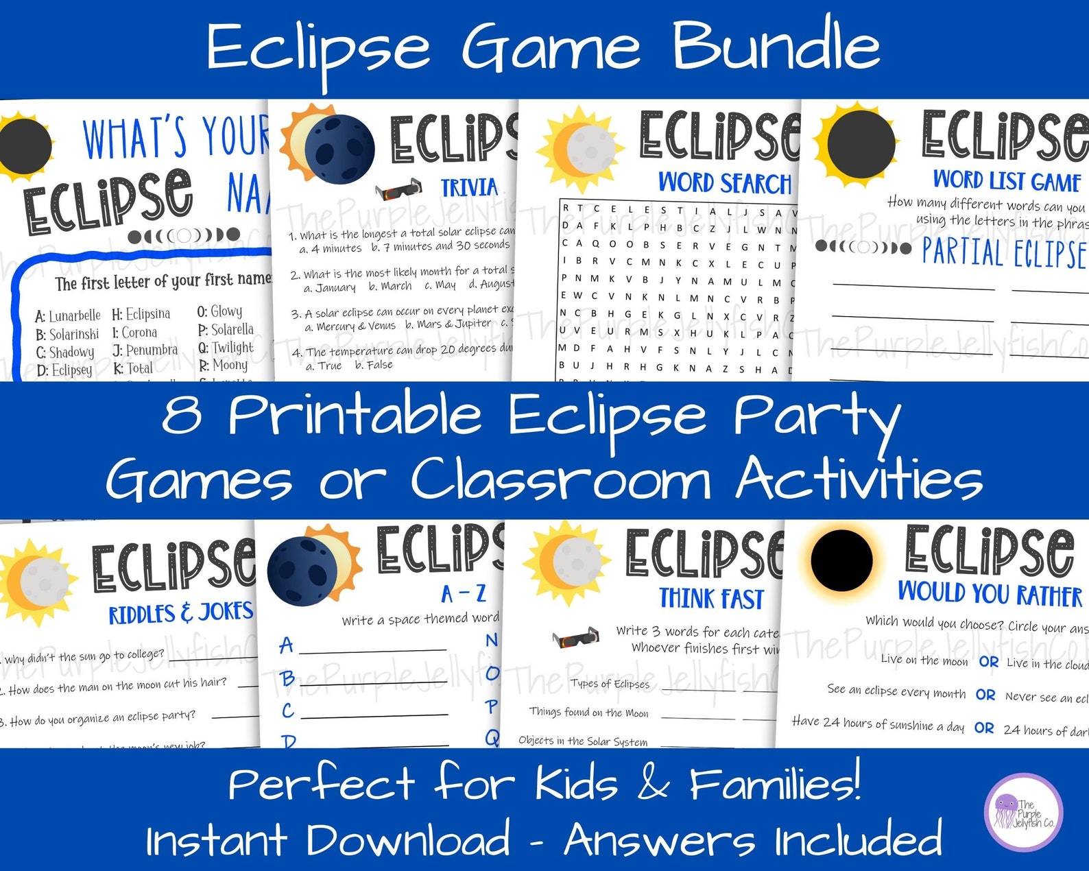 Eclipse 2024 Games Printable, April 8th 2024 Solar Eclipse Activities ...