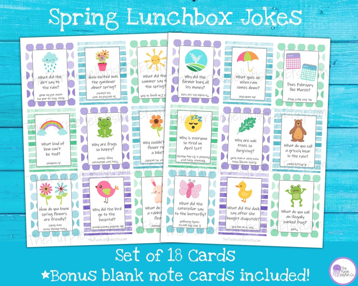 Spring Lunchbox Jokes, Printable Lunchbox Notes, Easter Lunch Box Jokes ...