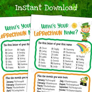 Leprechaun Name Game, Printable St. Patrick's Day Game for Kids, What's ...