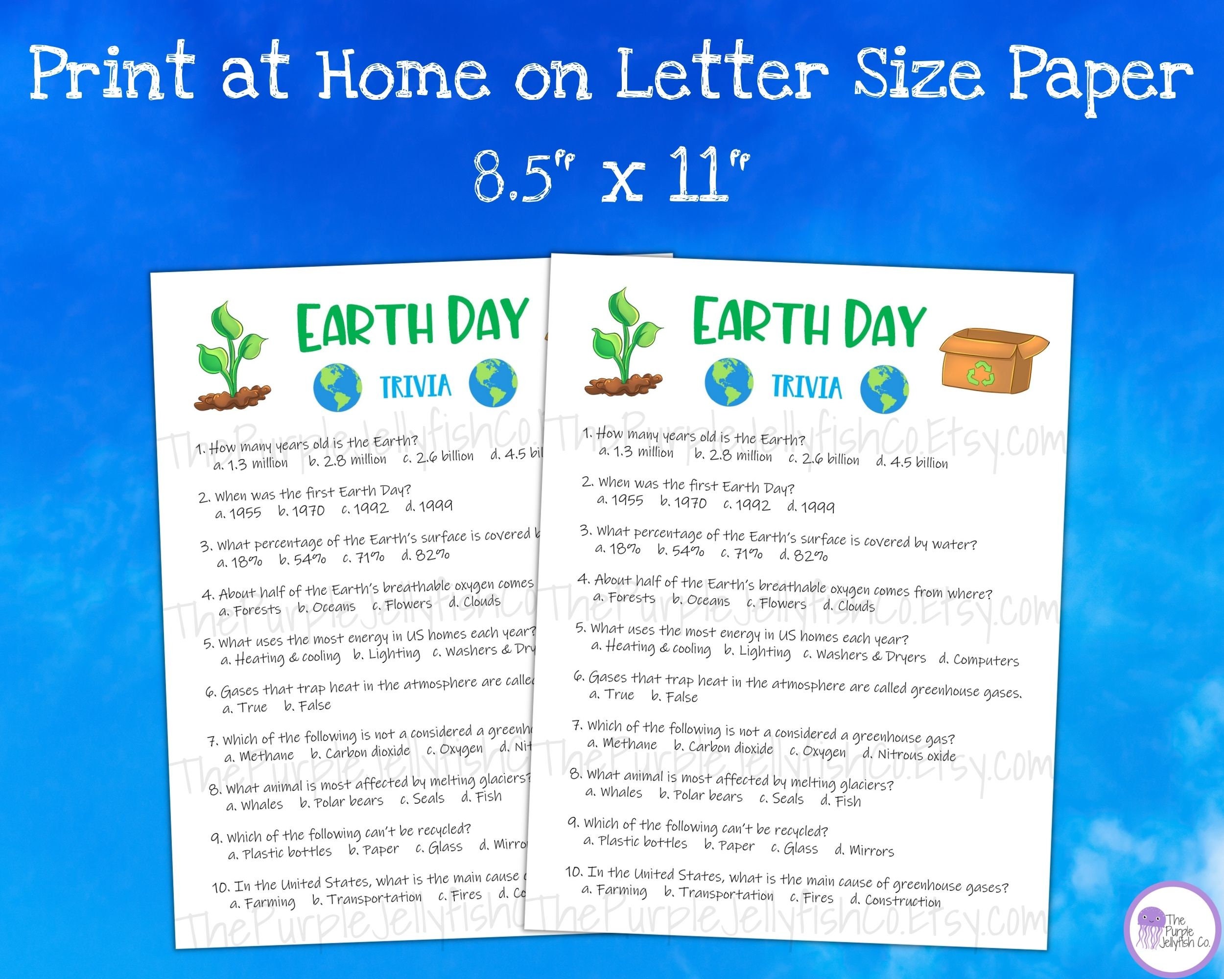 Earth Day Trivia Questions, Printable Earth Day Activity for Kids Teens ...