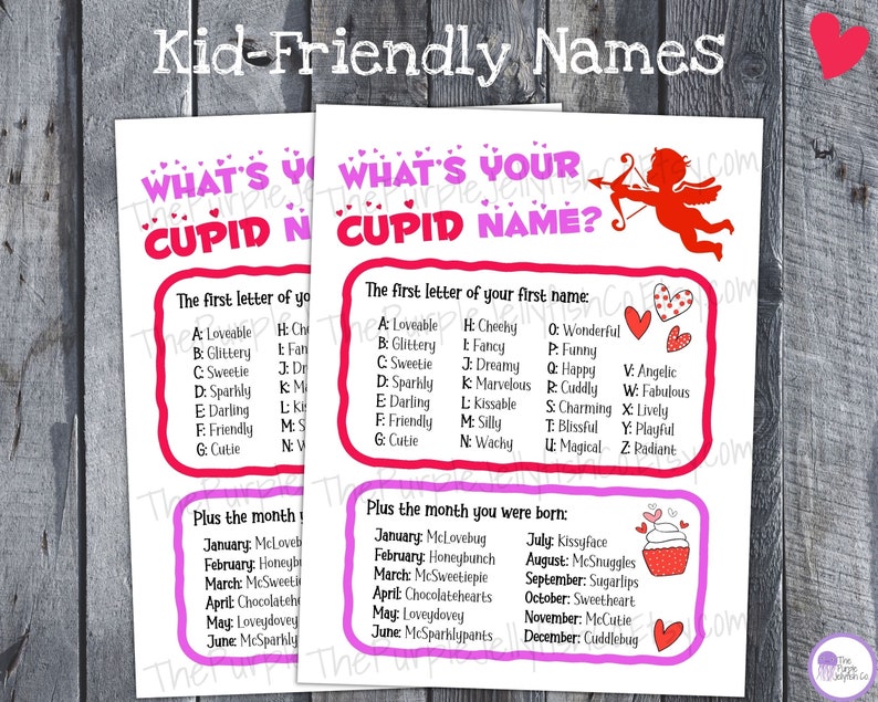 What's Your Cupid Name Game, Valentines Day Activity for Kids ...