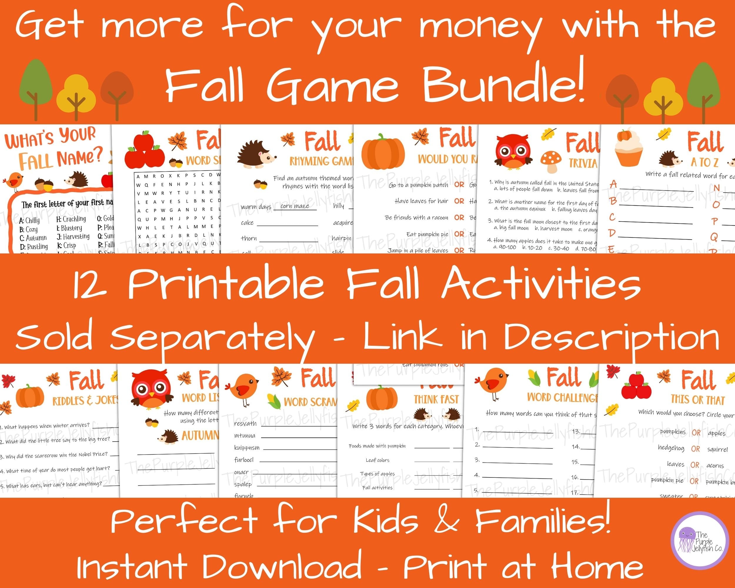Fall Word Scramble Printable Game for Kids & Adults, Autumn Activity ...