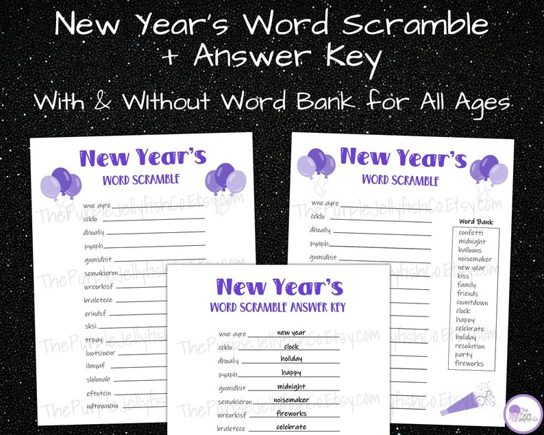 Printable New Year's Party Games for Kids & Adults, New Years Eve Games ...