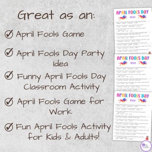 April Fool's Day Trivia Game Printable, April Fools Party Idea, April ...