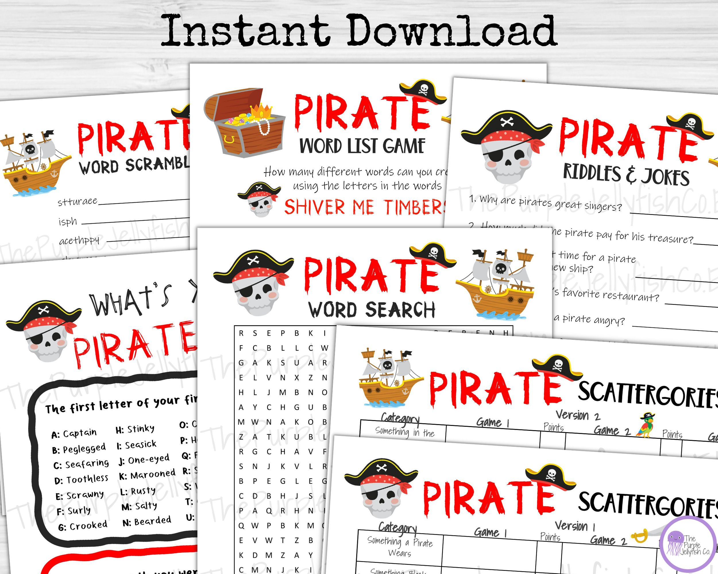 Pirate Games for Kids, Pirate Printables, Talk Like a Pirate Day ...