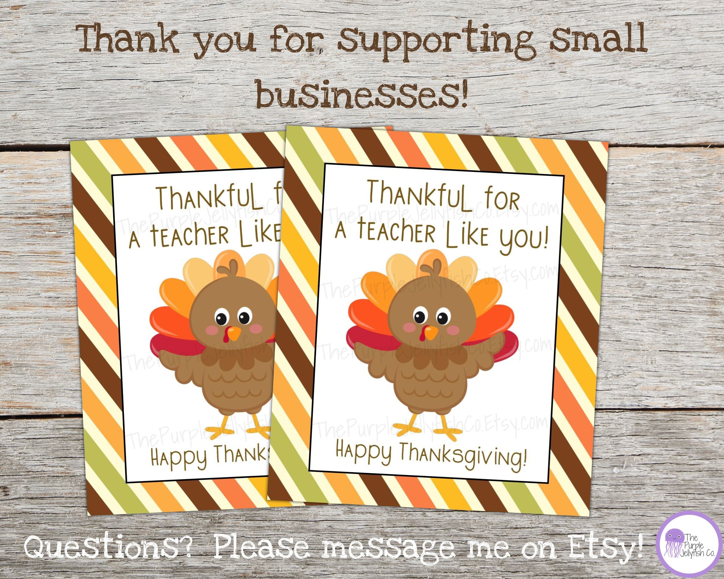 Thankful for Teacher Gift Tag, Thanksgiving Teacher Tag, Teacher ...