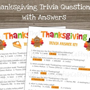Thanksgiving Trivia Game Printable, Thanksgiving Activity for Kids ...