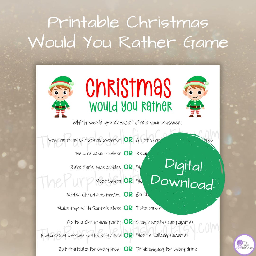 Christmas Would You Rather Printable, Christmas Activities for Kids ...