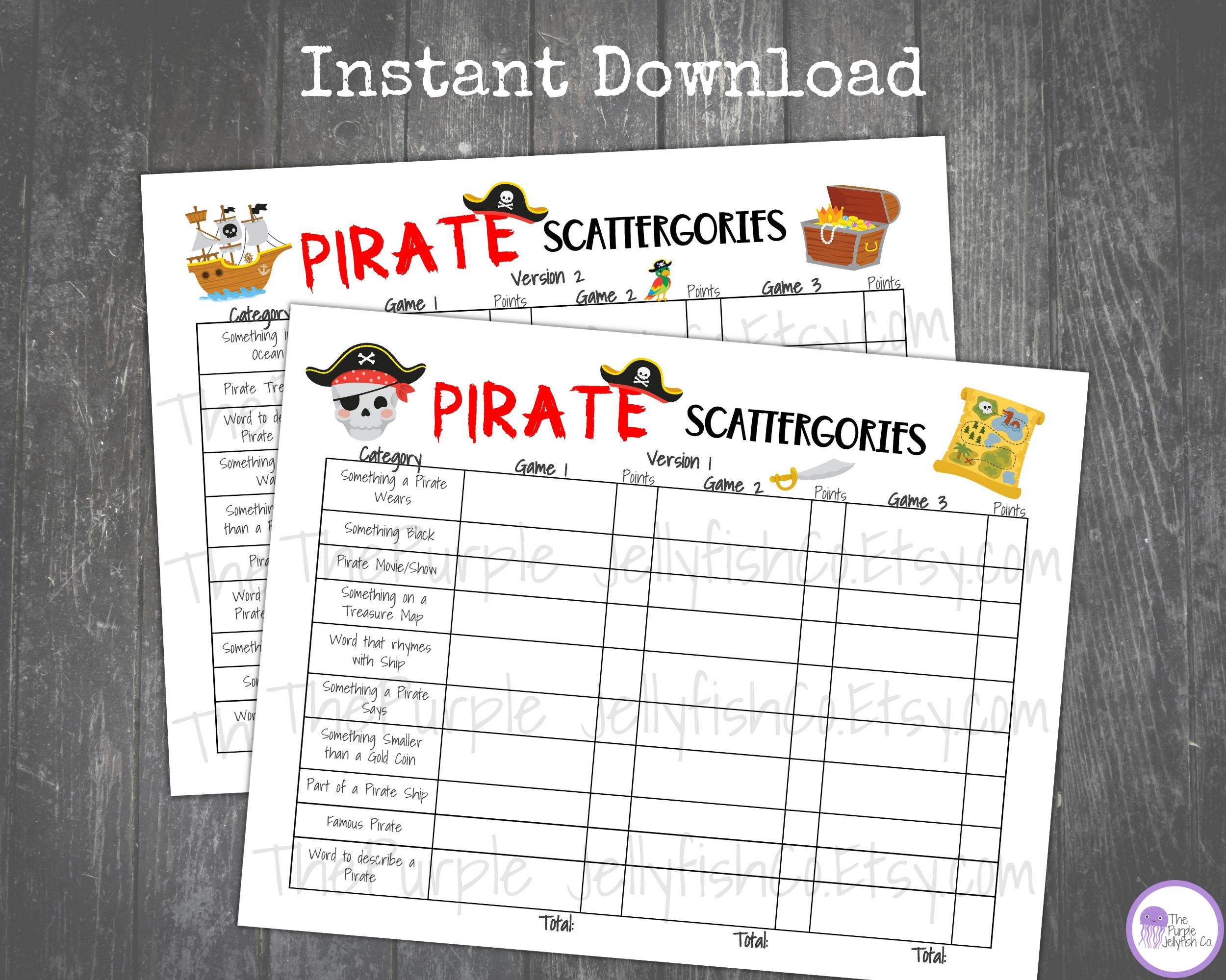 Pirate Scattergories, Pirate Activity for Kids, Pirate Game, Pirate ...
