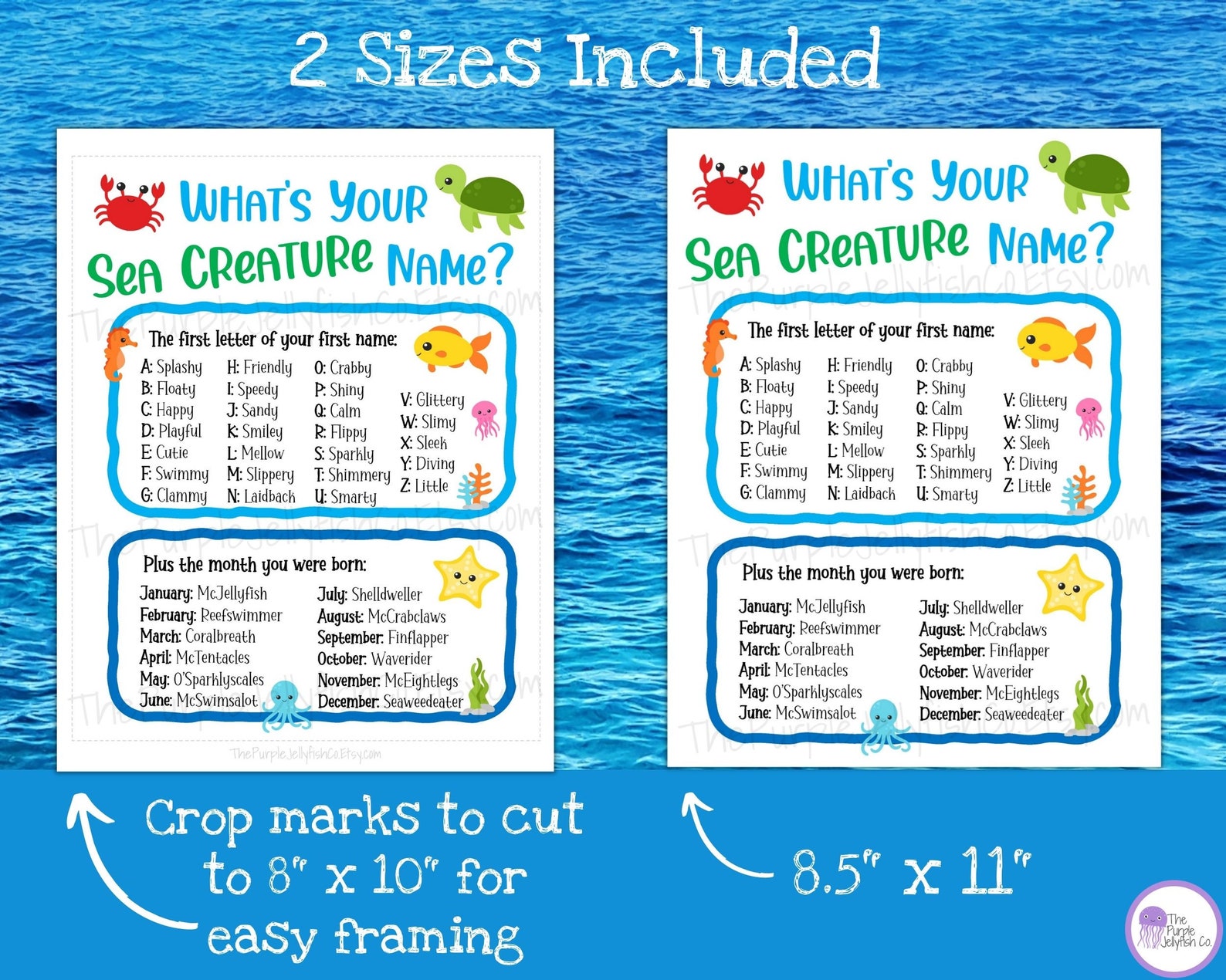 Under the Sea Name Game, Ocean Theme Party Decor, Under the Sea Party ...