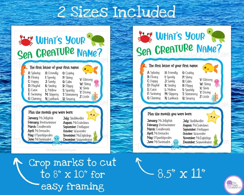 Under the Sea Name Game, Ocean Theme Party Decor, Under the Sea Party ...