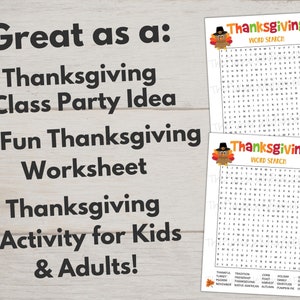 Thanksgiving Word Search, Printable Thanksgiving Games, Fall Worksheet ...