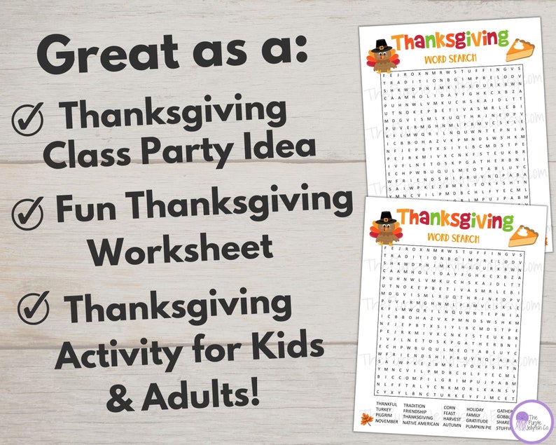 Thanksgiving Word Search, Printable Thanksgiving Games, Fall Worksheet ...