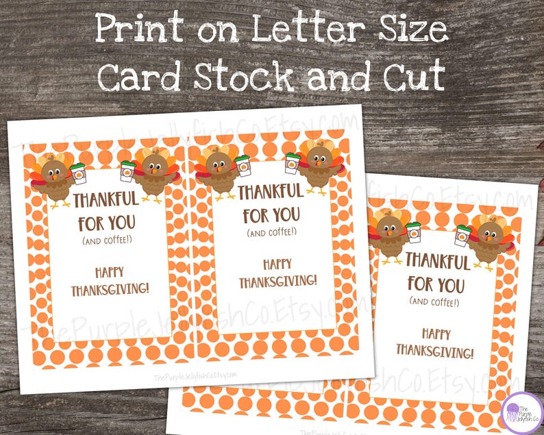 Thankful for You Thanksgiving Coffee Gift Card Holder Printable ...