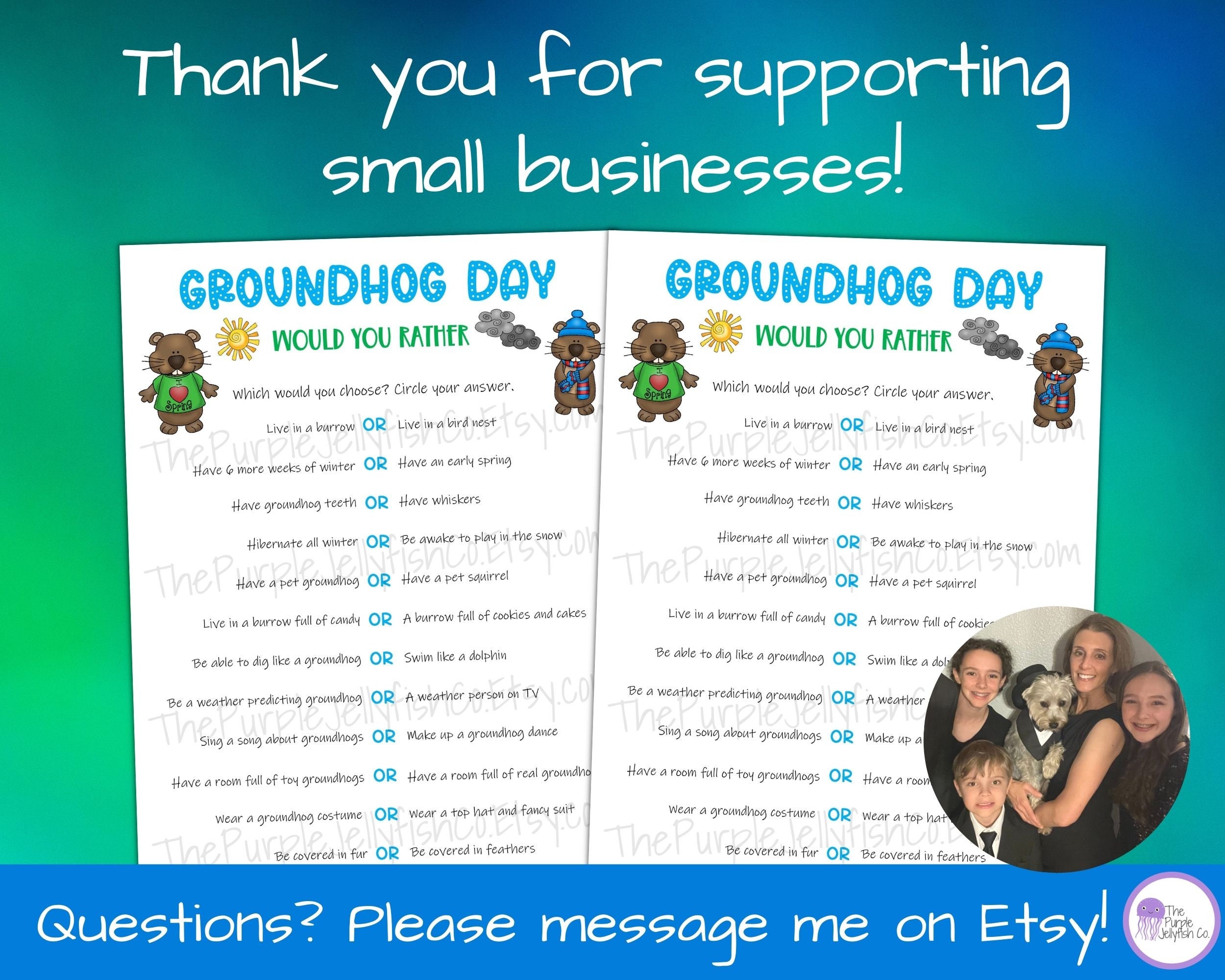 Groundhog Day Would You Rather Game, Printable Groundhog Activity for ...