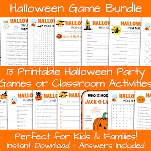 Halloween Games Bundle, Printable Halloween Party Ideas for Kids Teens ...