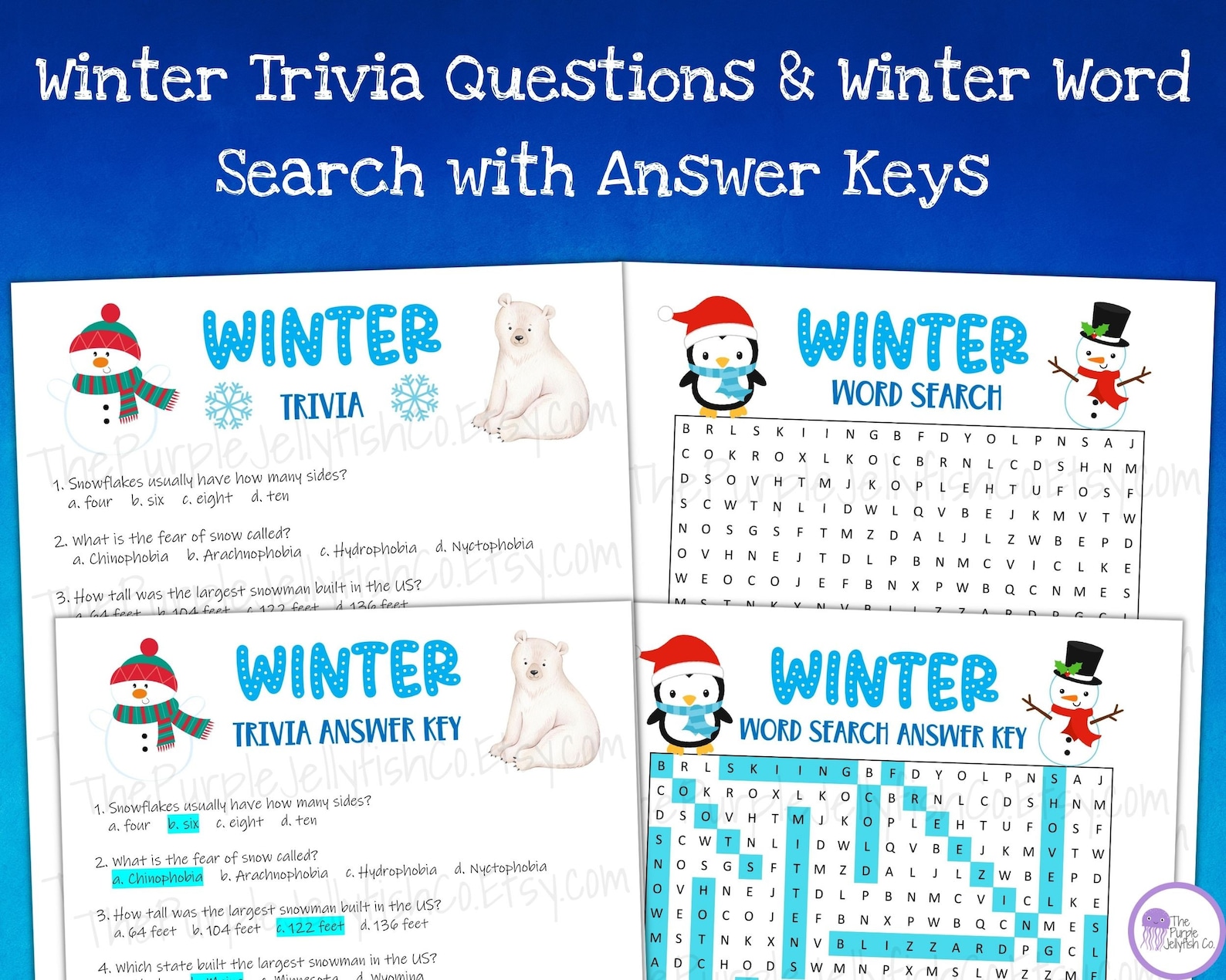 Winter Game Bundle, Printable Winter Activities for Kids, Holiday ...