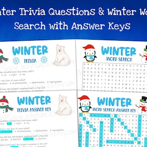 Winter Game Bundle, Printable Winter Activities for Kids, Holiday ...