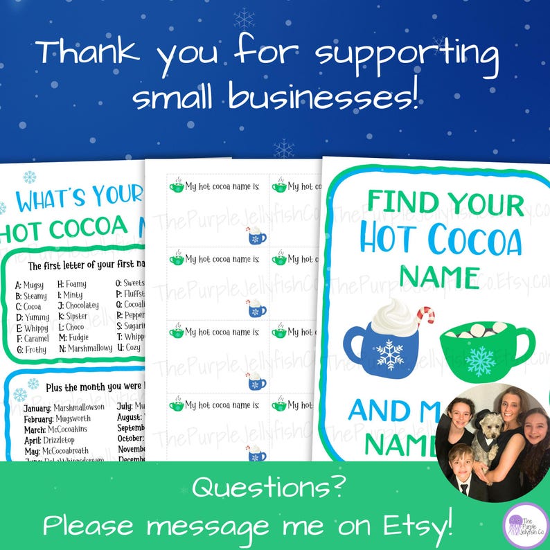 Whats Your Hot Cocoa Name Game Sign & Name Tags, Hot Cocoa Bar ...