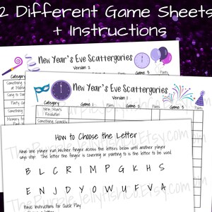 New Year's Eve Scattergories Game, Printable New Years Eve Games for ...