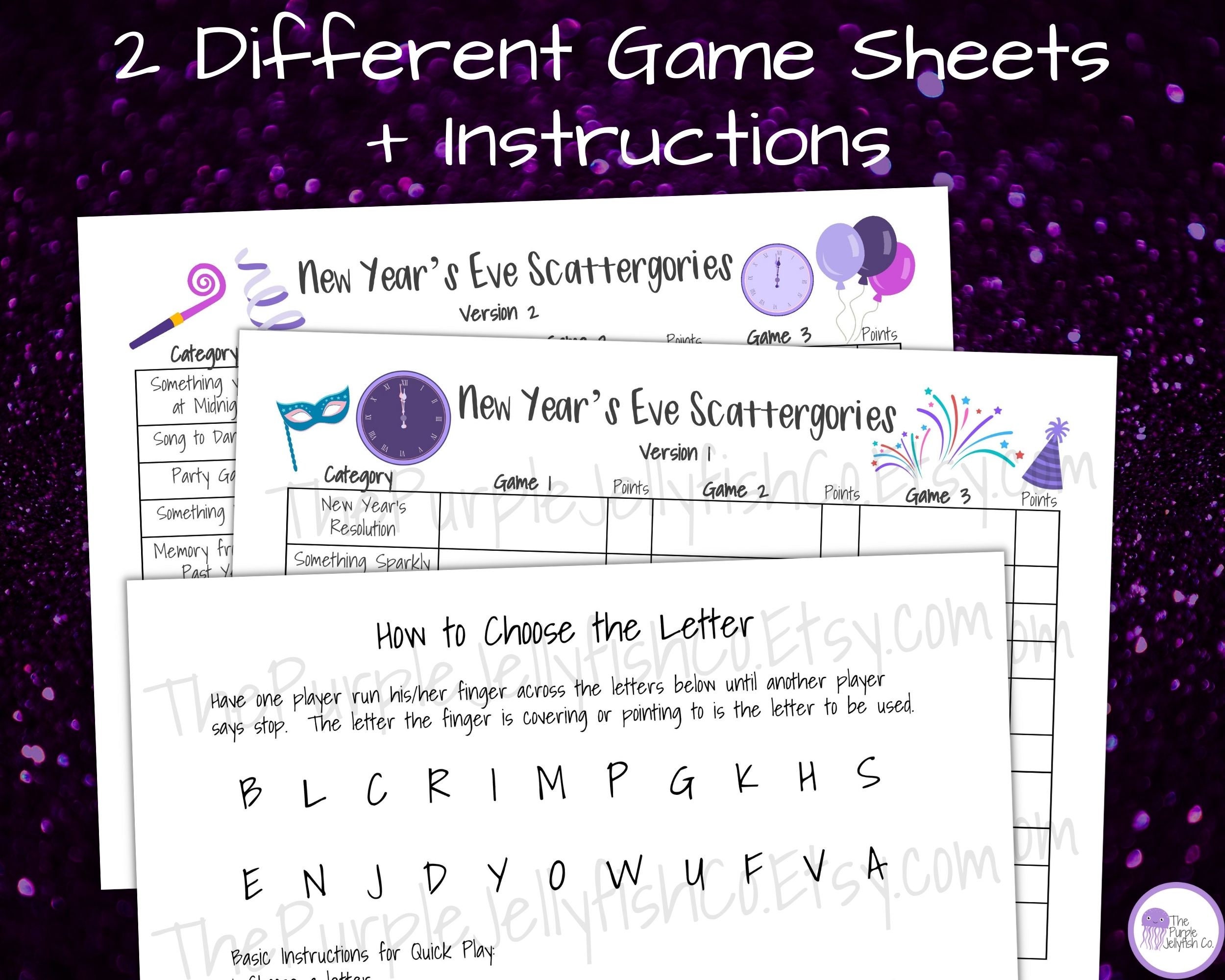 New Year's Eve Scattergories Game, Printable New Years Eve Games for ...