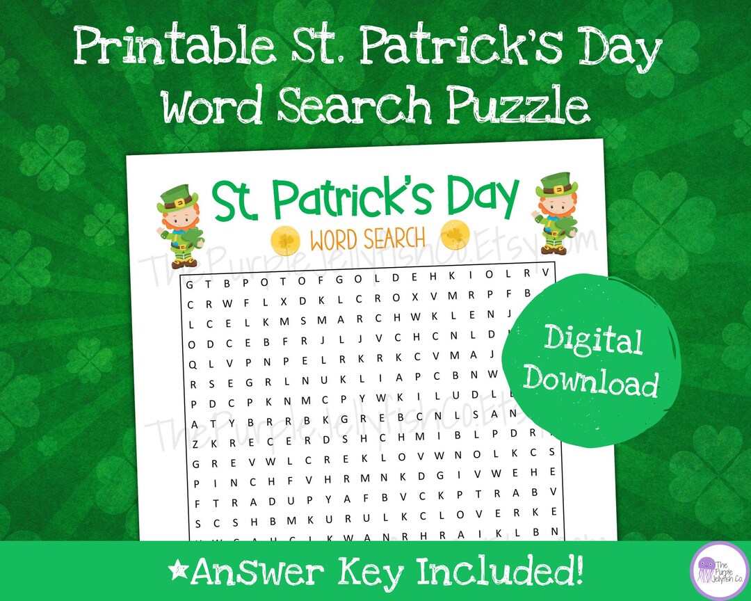 Word Search Printable St Patricks Day Game, Word Search Puzzle for Kids ...