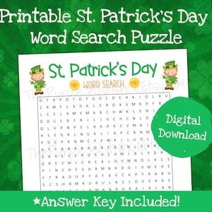 Word Search Printable St Patricks Day Game, Word Search Puzzle for Kids ...
