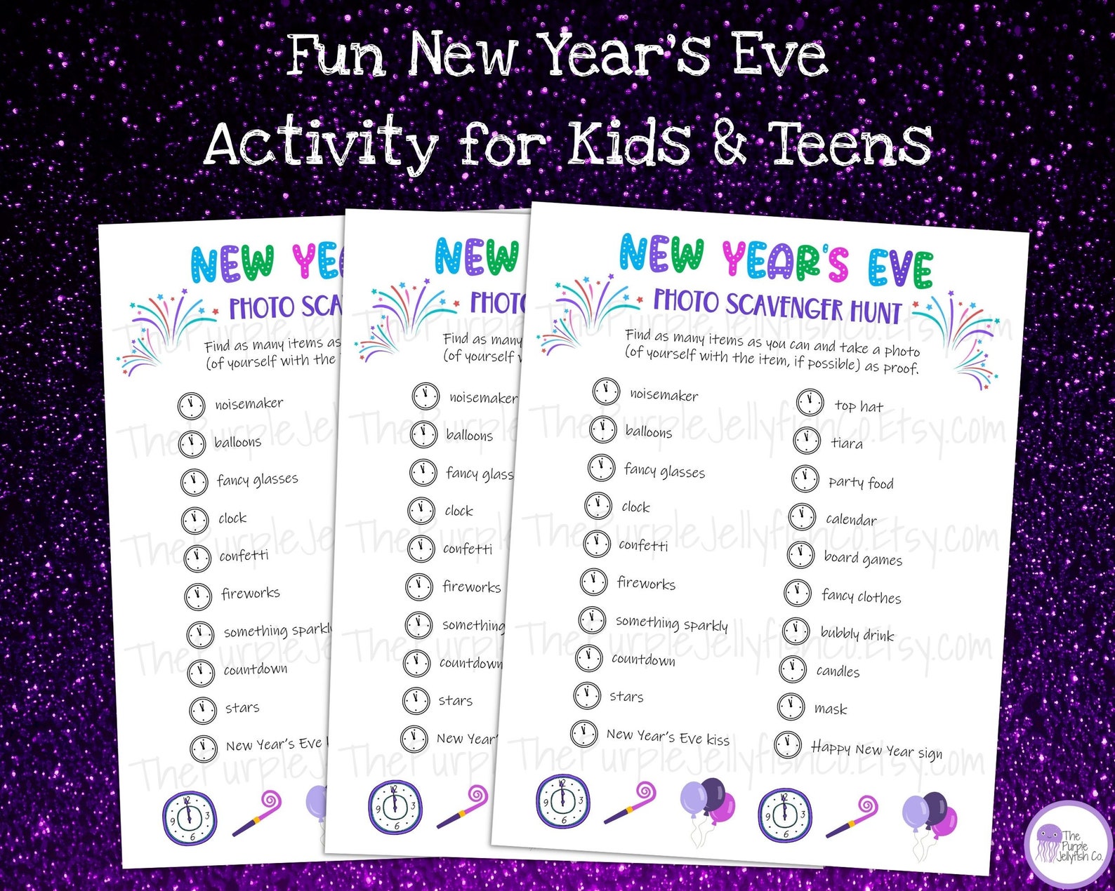 New Years Eve Scavenger Hunt, Printable New Year's Eve Games, Photo ...
