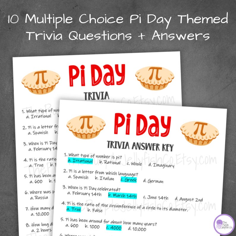 Pi Day Trivia Game Printable, Pi Day Party Idea, Trivia Questions Quiz ...