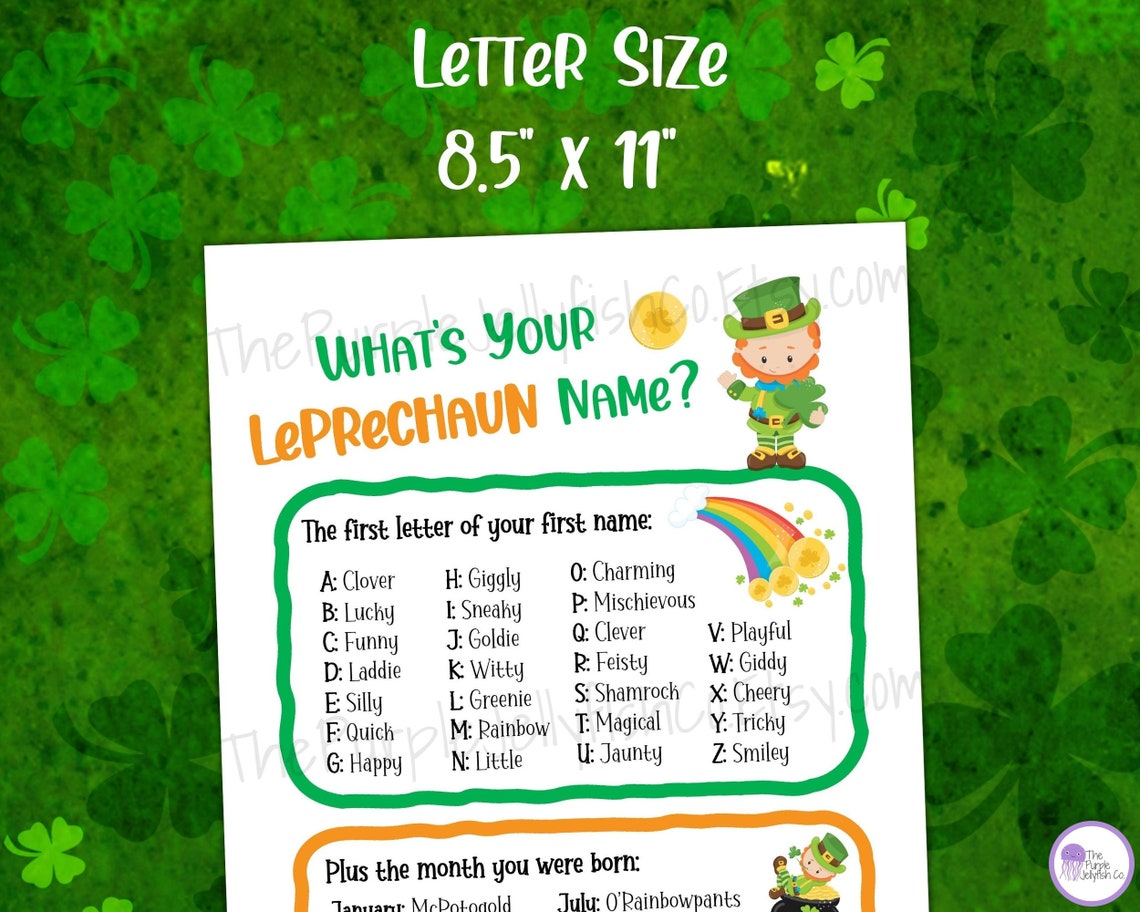 Leprechaun Name Game Printable St. Patrick's Day Game for | Etsy