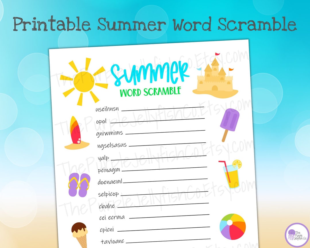 Summer Word Scramble Game, Summer Activity for Kids, Summer Game ...