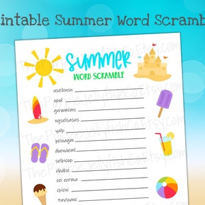 Summer Word Scramble Game, Summer Activity for Kids, Summer Game ...