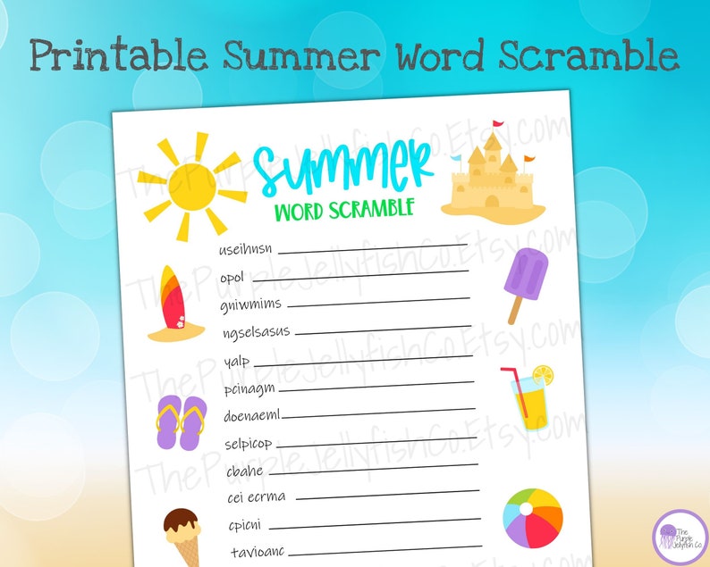 Summer Word Scramble Game, Summer Activity for Kids, Summer Game ...