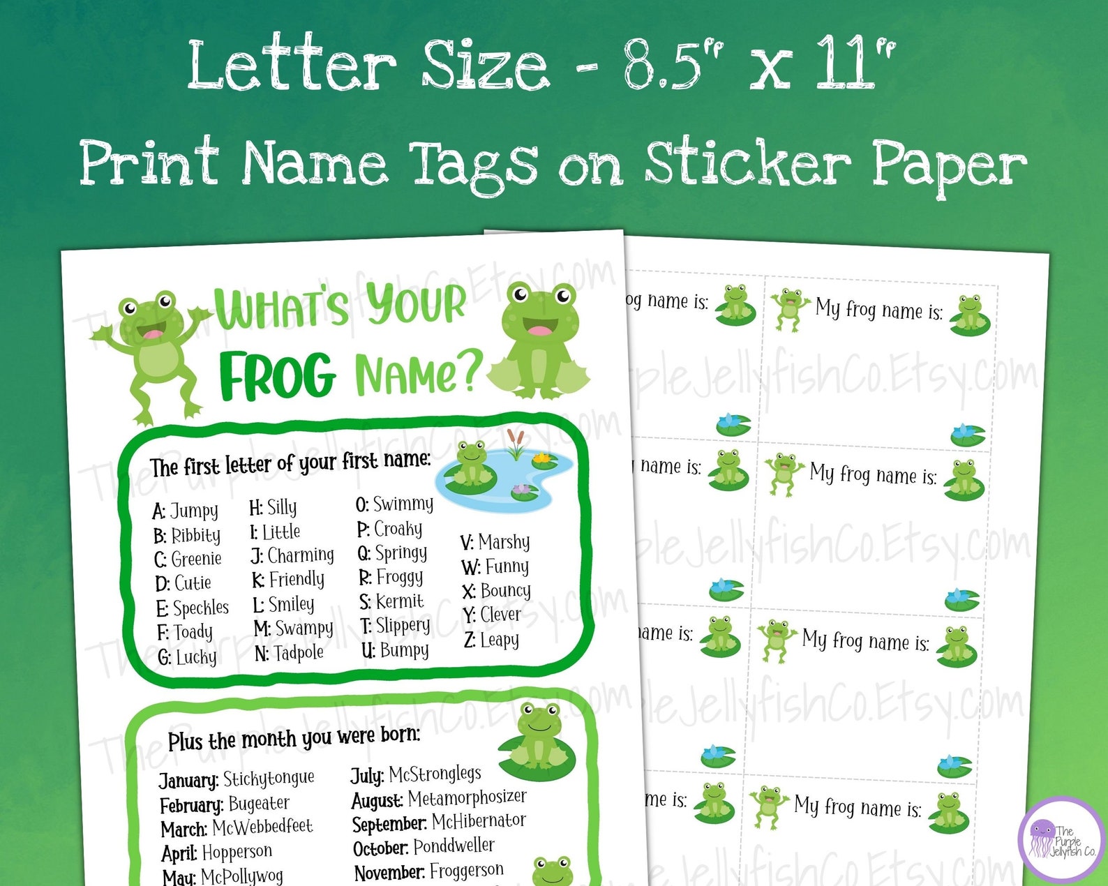What's Your Frog Name, Frog Game for Kids Printable, Frog Name ...