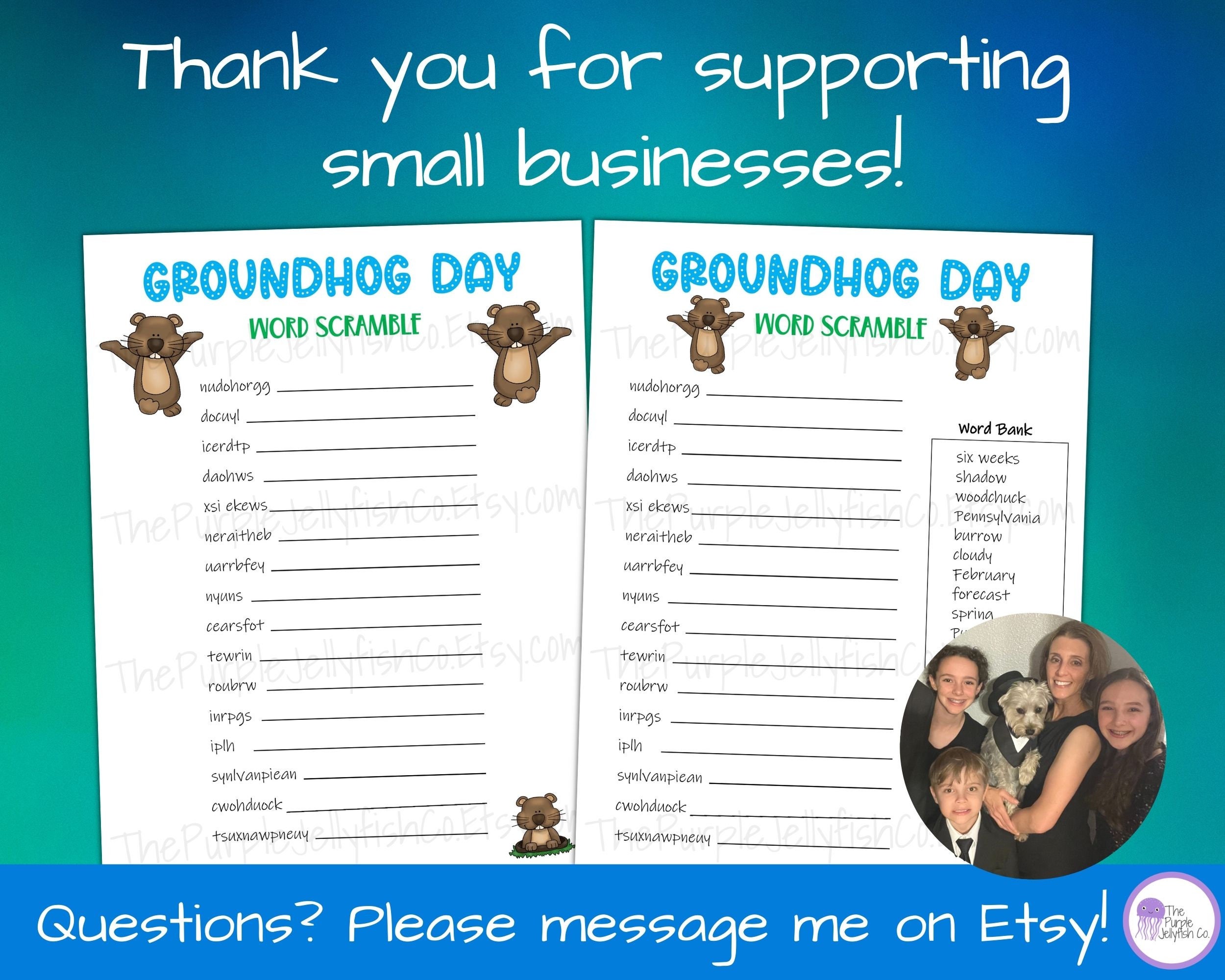 Groundhog Day Word Scramble for Kids, Printable Groundhog Activity ...